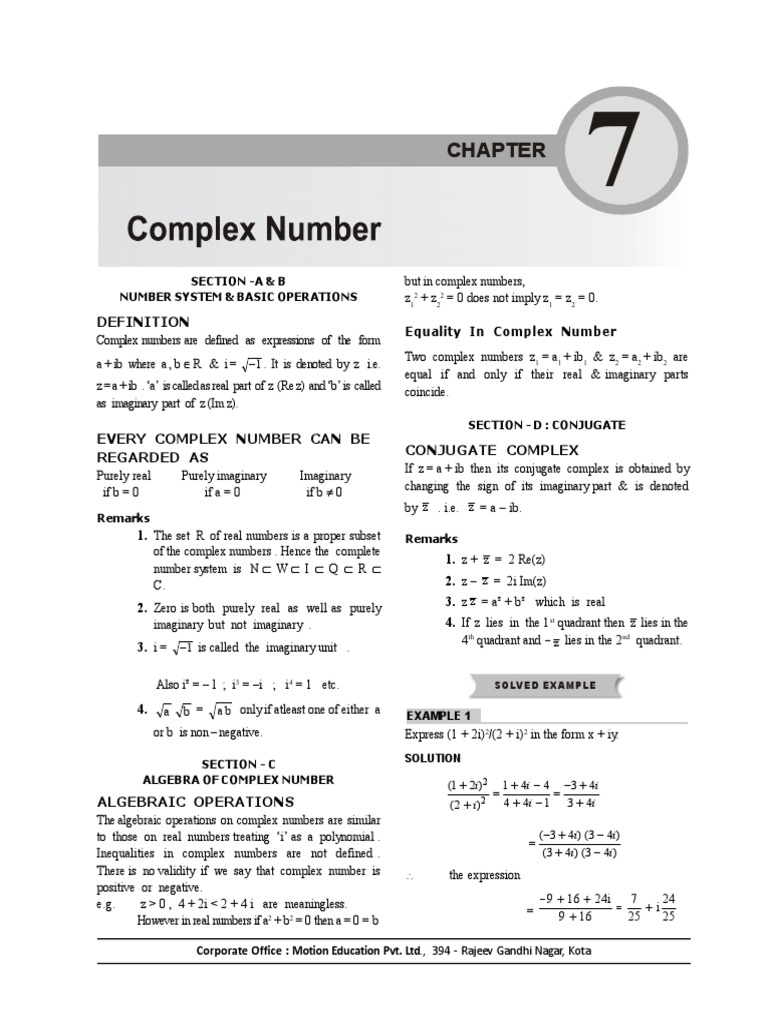 Equality in Complex Number | PDF | Complex Number | Numbers
