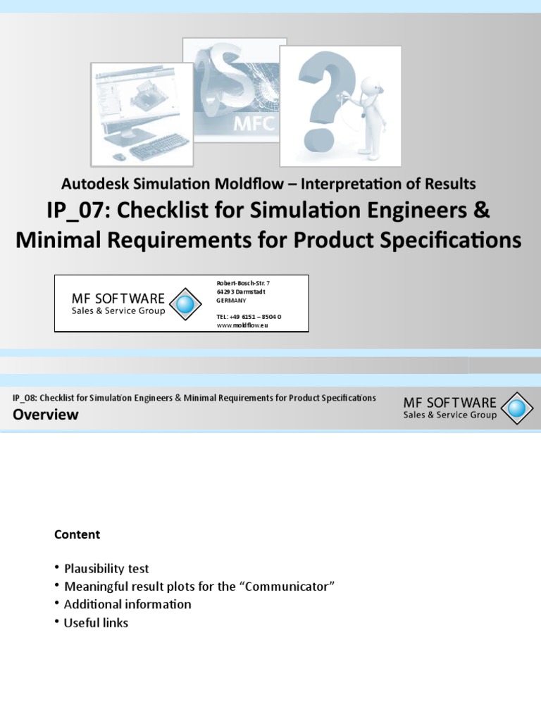 IP 07-Checklist For Simulations&requirements | PDF | Simulation | Casting (Metalworking)