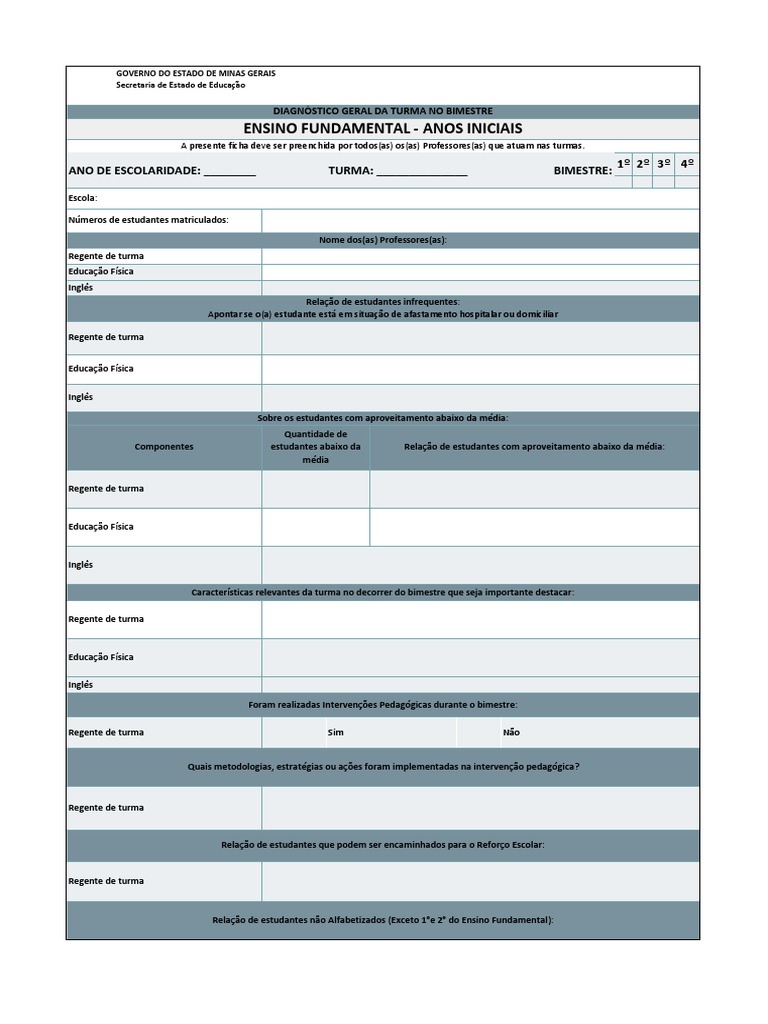Ficha Pré Conselho de Classe | PDF
