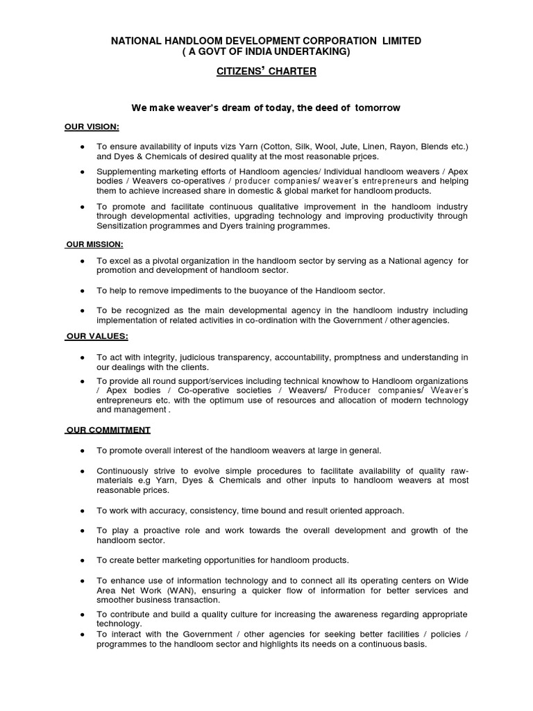 National Handloom Development Charter | PDF | Yarn | Dyeing