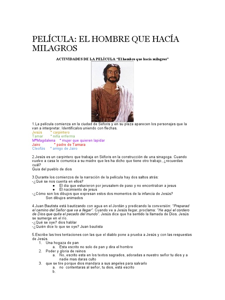 Copia de Actividades para El Hombre Que Hacía Milagros | PDF | Jesús ...