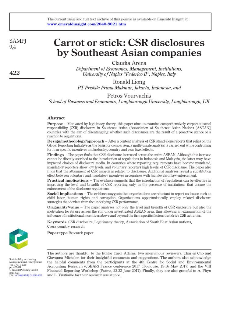 CSR Disclosures Asean | PDF | Corporate Social Responsibility ...