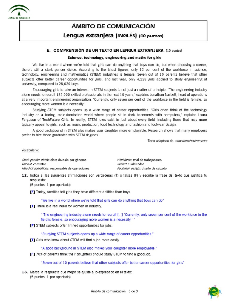 Educaciongratuita - Es - Inglés Exámenes Prueba Título ESO Andalucía 2020 1 Convocatoria | PDF ...