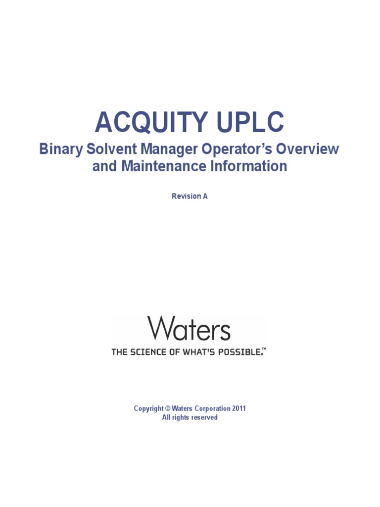 Acquity UPLC H-Class Binary Solvent Manager | PDF | Pump | High ...