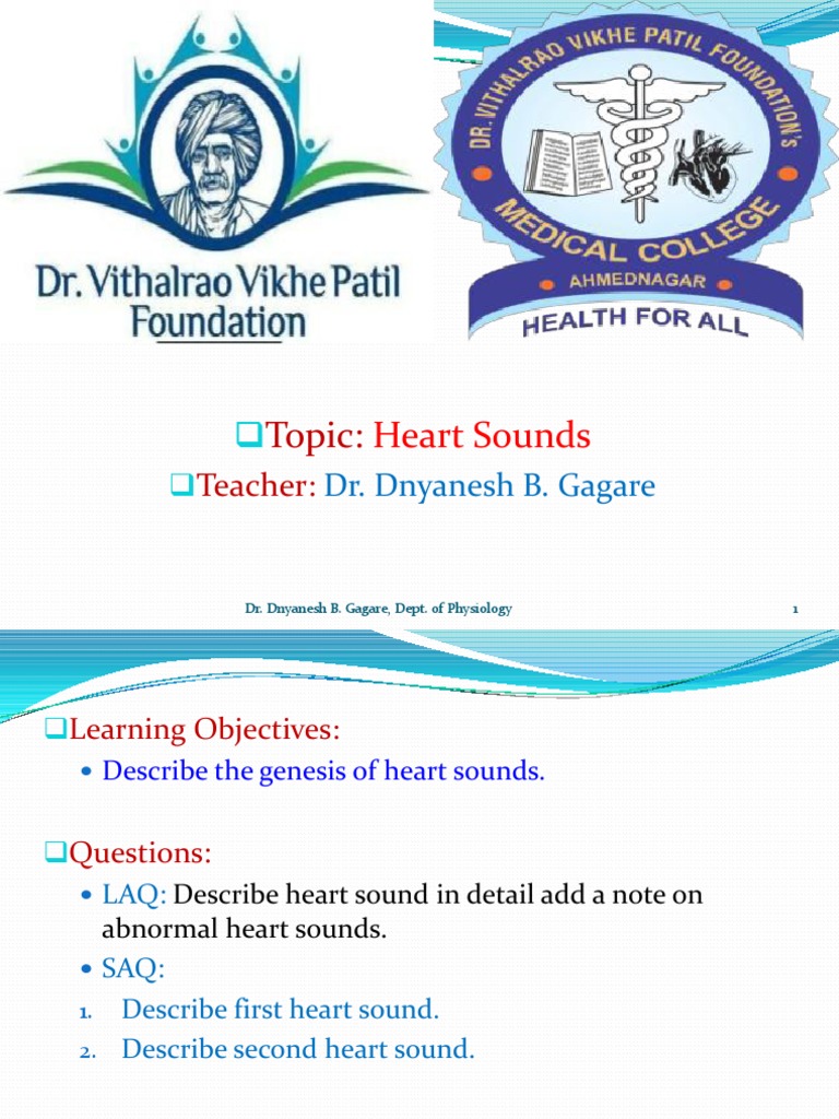 8-CVS - Heart Sounds-DR. Gagare DB. | PDF | Heart | Diastole
