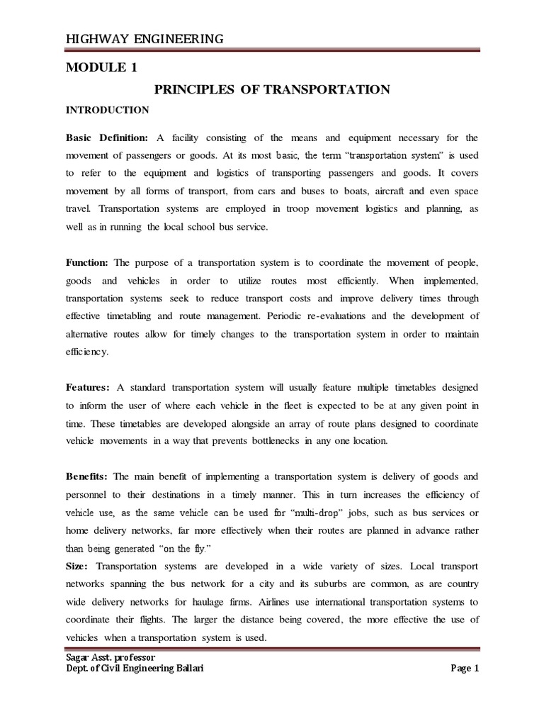 Module 1-1 | PDF | Transport | Road