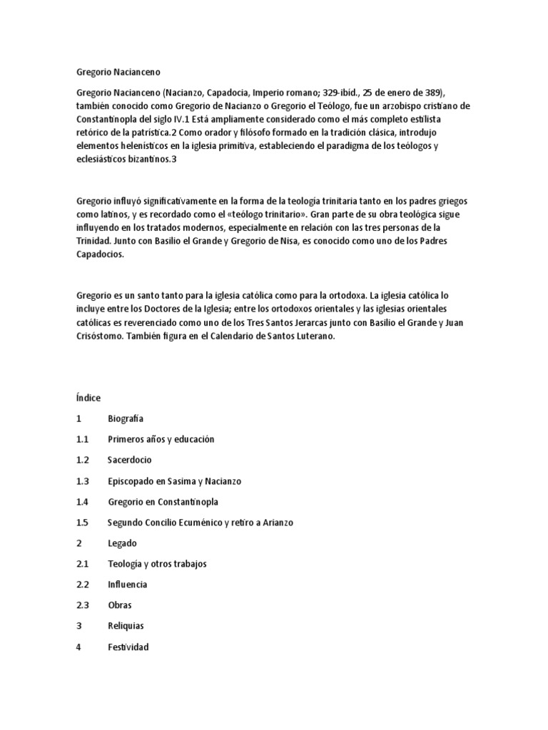 Gregorio Nacianceno | PDF | espíritu Santo | Trinidad