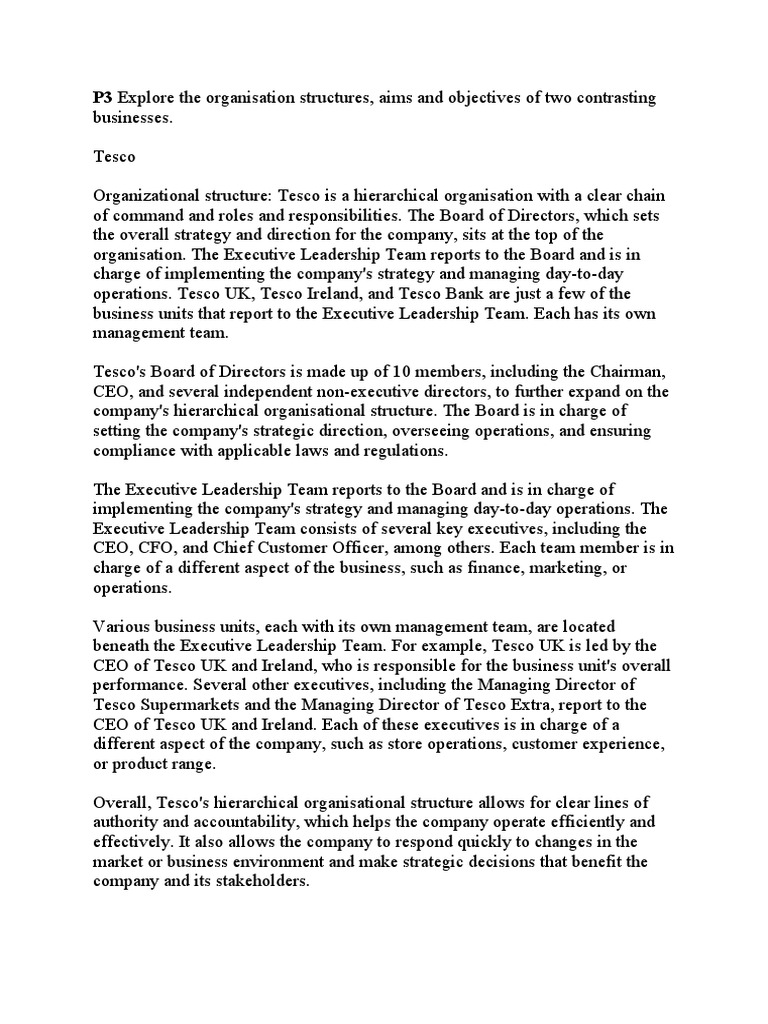 P3 Explore The Organisation Structures | PDF | Chief Executive Officer ...