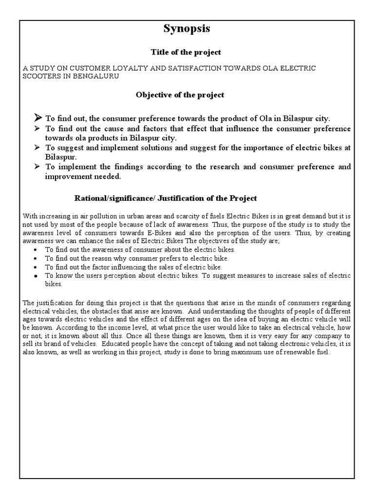 Synopsis GAURAV MBA 4TH SEM | PDF | Electric Vehicle | Data