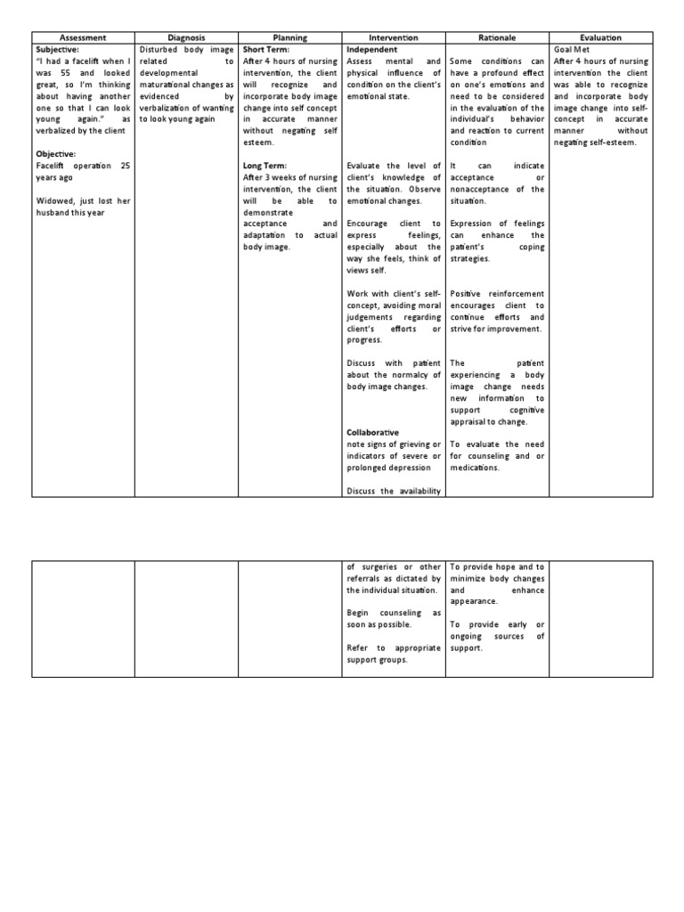 NCP Disturbed Body Image | PDF | Self Esteem | Psychotherapy