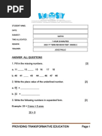Cbse Class 1 Maths Question Paper FA 1 | PDF