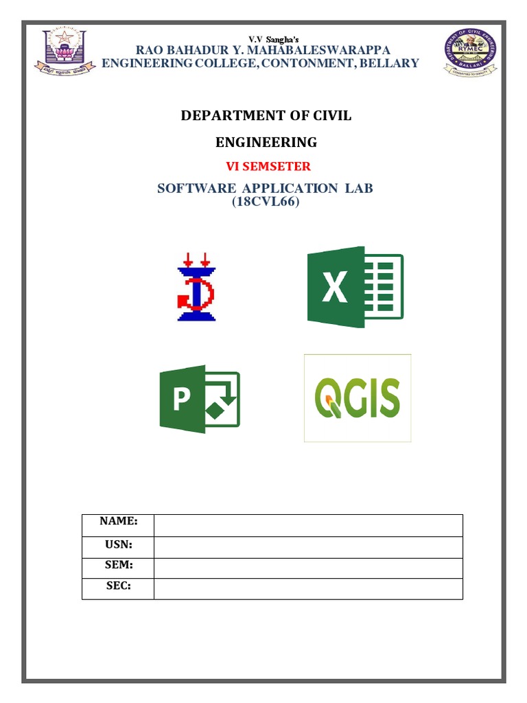 Department of Civil Engineering: Software Application Lab (18CVL66 ...