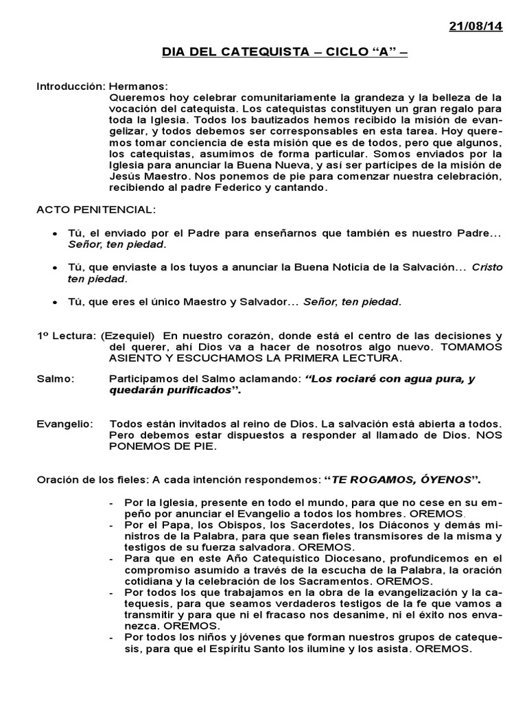 Guión Misa Día Del Catequista | PDF | eucaristía | Religiones abrahámicas