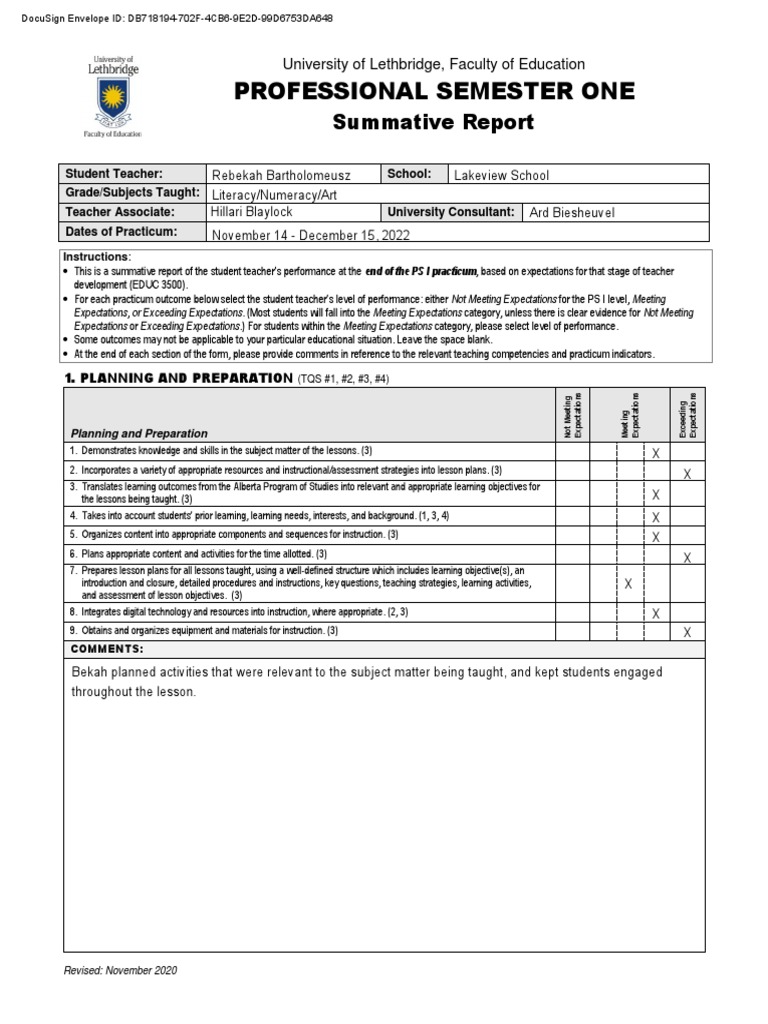 Ps I Summative Report Rebekah Bartholomeusz | PDF | Teachers | Learning