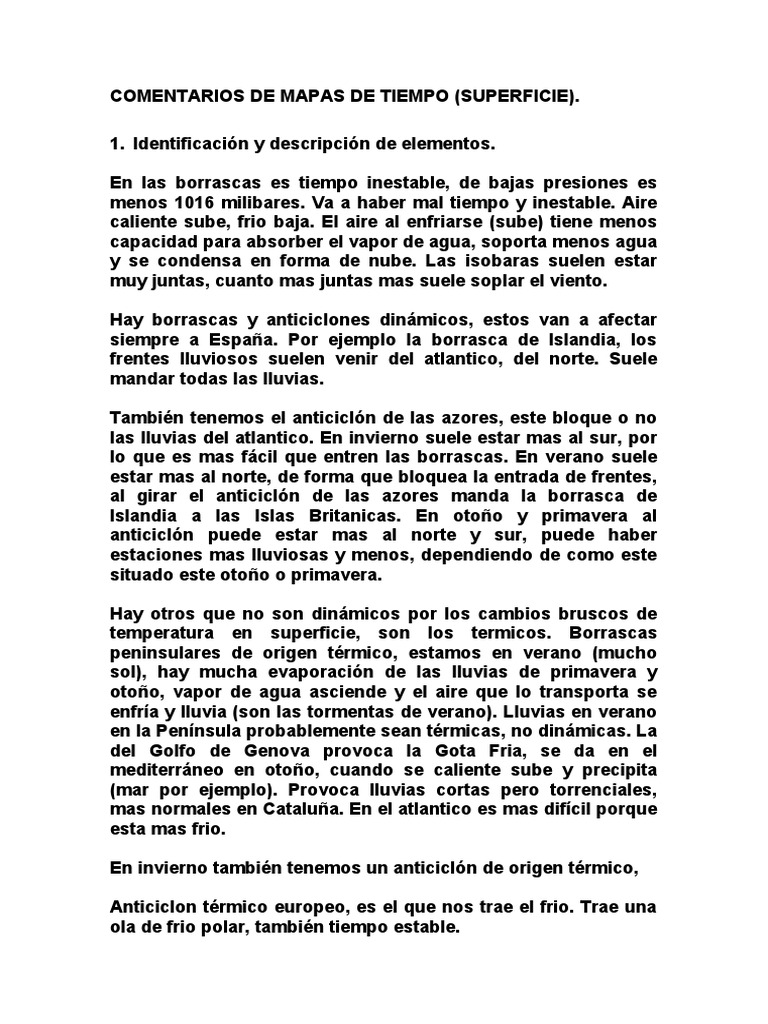 07 Comentario Mapas Tiempo | PDF | Herida | Precipitación