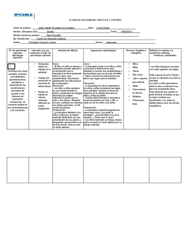 Planificación Diaria CDI Kínder | PDF