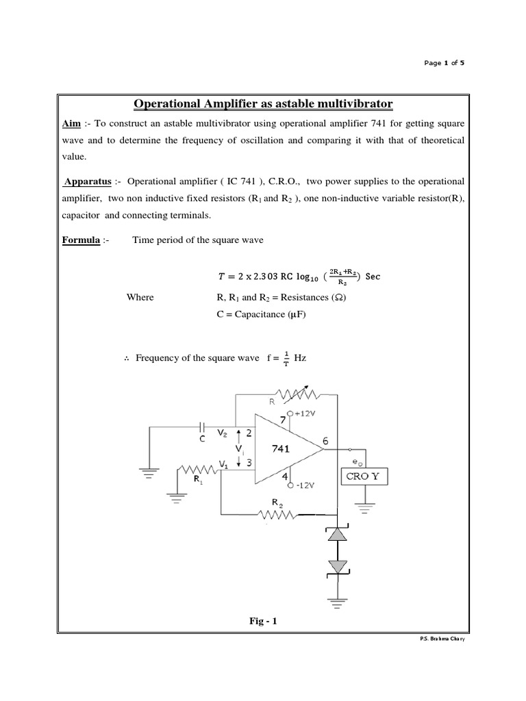 Operational Amplifier As Astable Multivibrator | PDF | Operational Amplifier | Amplifier