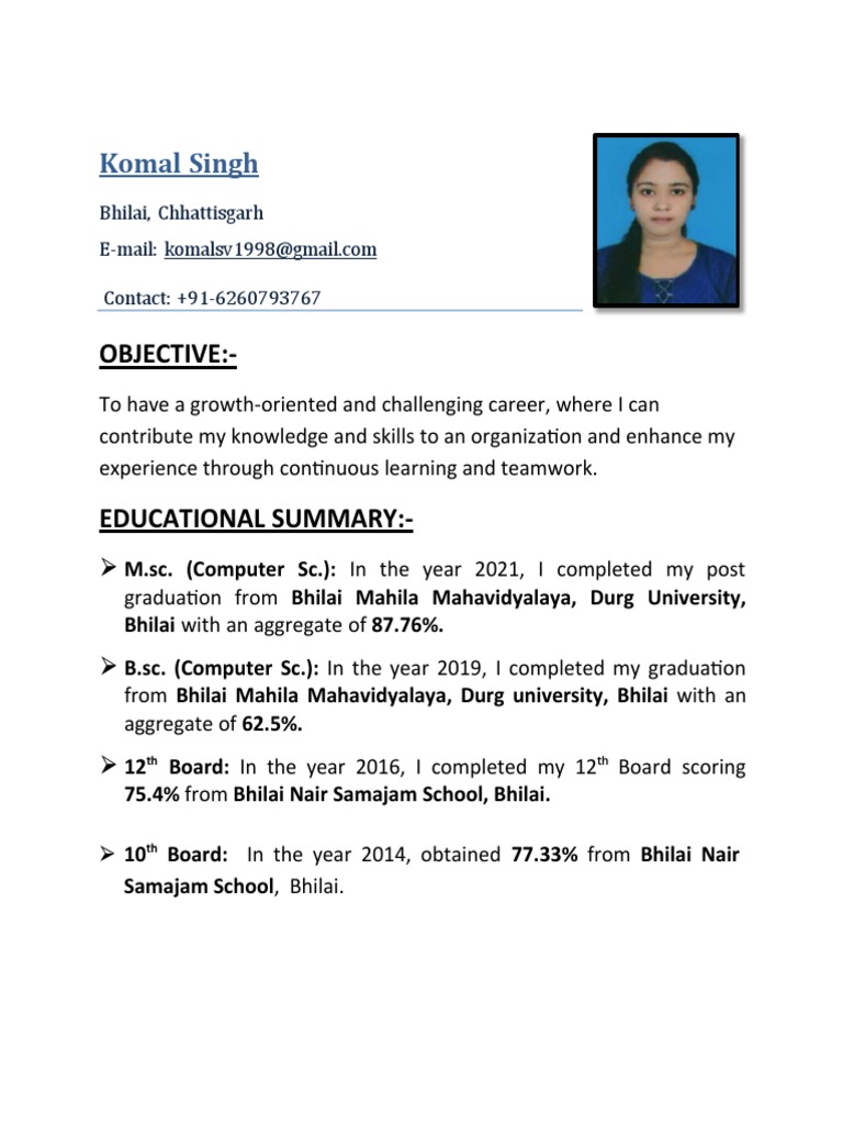 komal resume | PDF