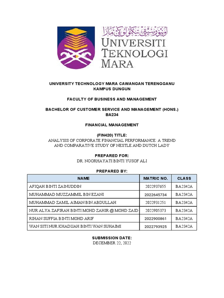 GROUP ASSIGNMENT - FIN420 (Ratio Analysis) (Nestle Vs Dutch Lady) | PDF | Investing | Return On ...