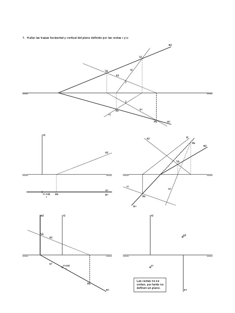 Diédrico - Trazas Del Plano - Soluciones | PDF