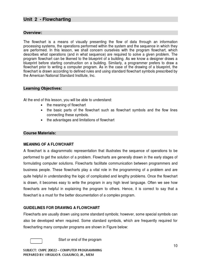 ComProg 1 - 2 Flow Charting | Download Free PDF | Communication | Computer Science