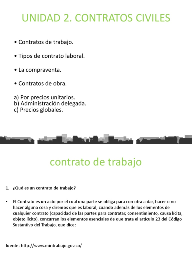 Tipos y Elementos de Contratos Civiles | PDF | Derecho laboral | Salario