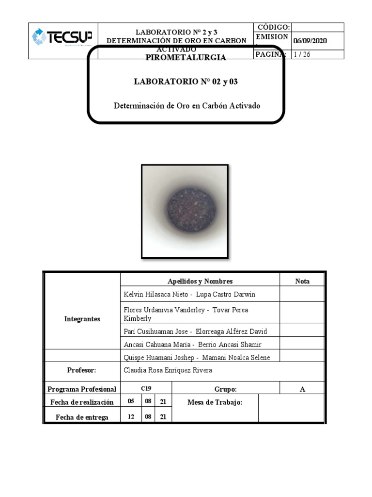 Laboratorio 2 y 3 Determinacion de Oro | PDF | Laboratorios | Química