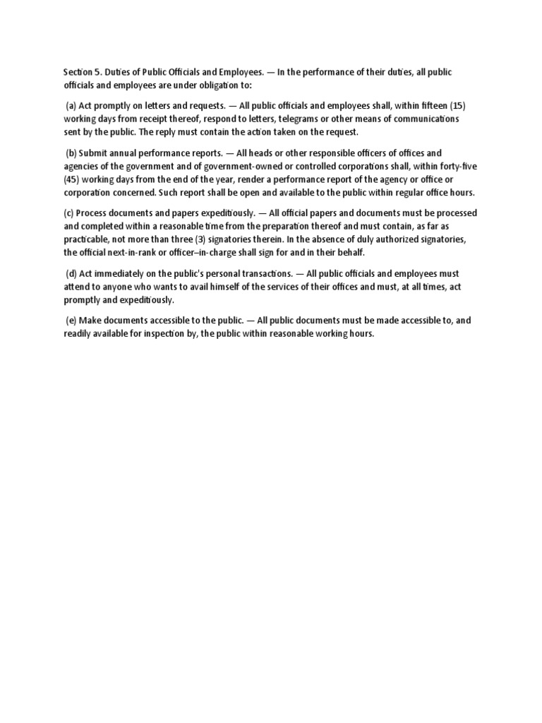 Duties of Public Official | PDF