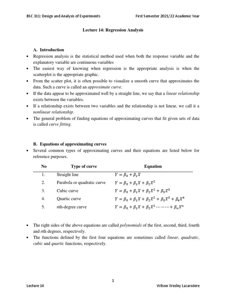 Lecture 14: Regression Analysis: Nonlinear Relationship | Download Free ...