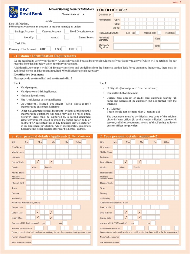 UK-RBC New Account Forms | PDF