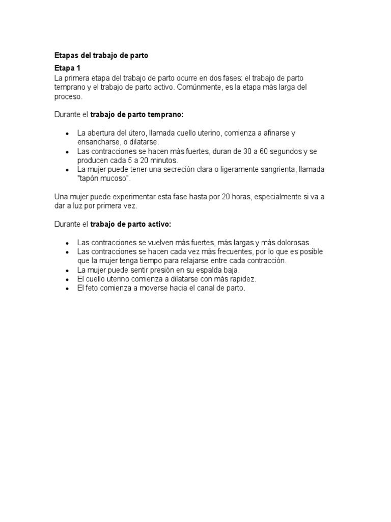 Etapas Del Trabajo de Parto | PDF | Parto | Vagina