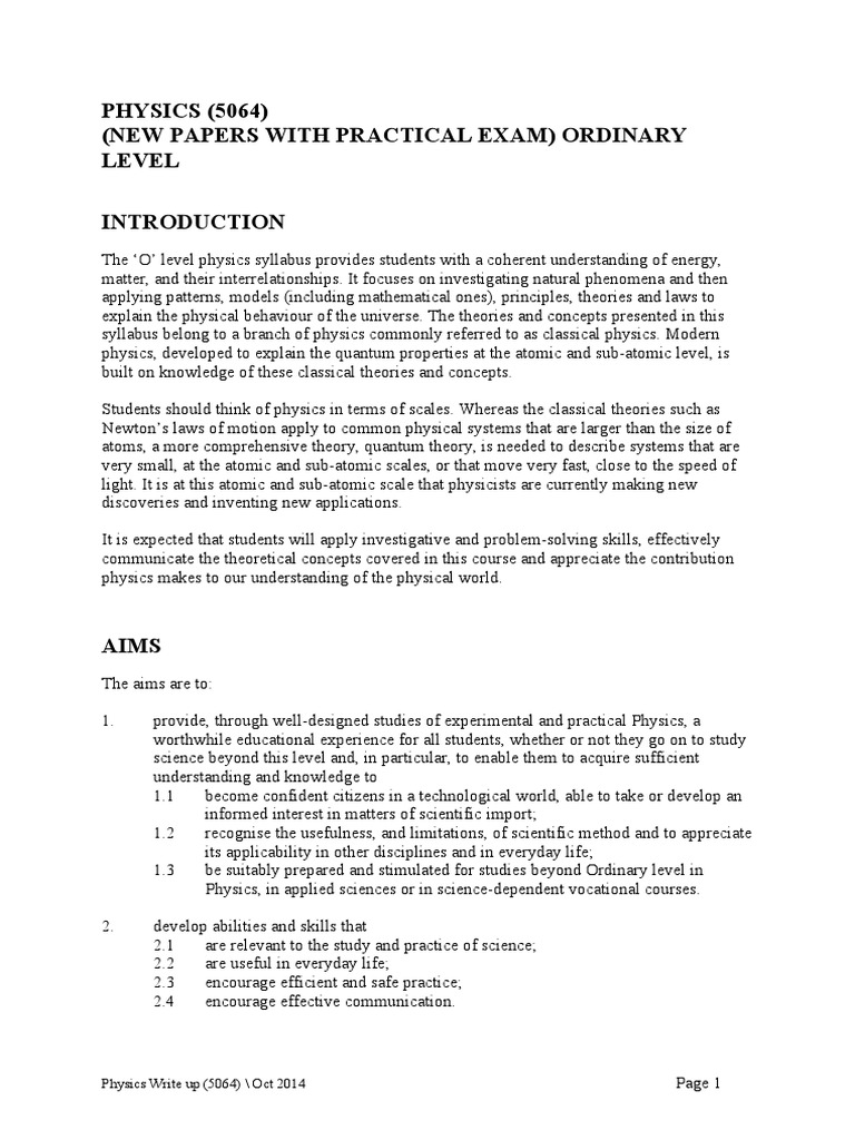 O-Level Physics Exam Guide | PDF | Physics | Science