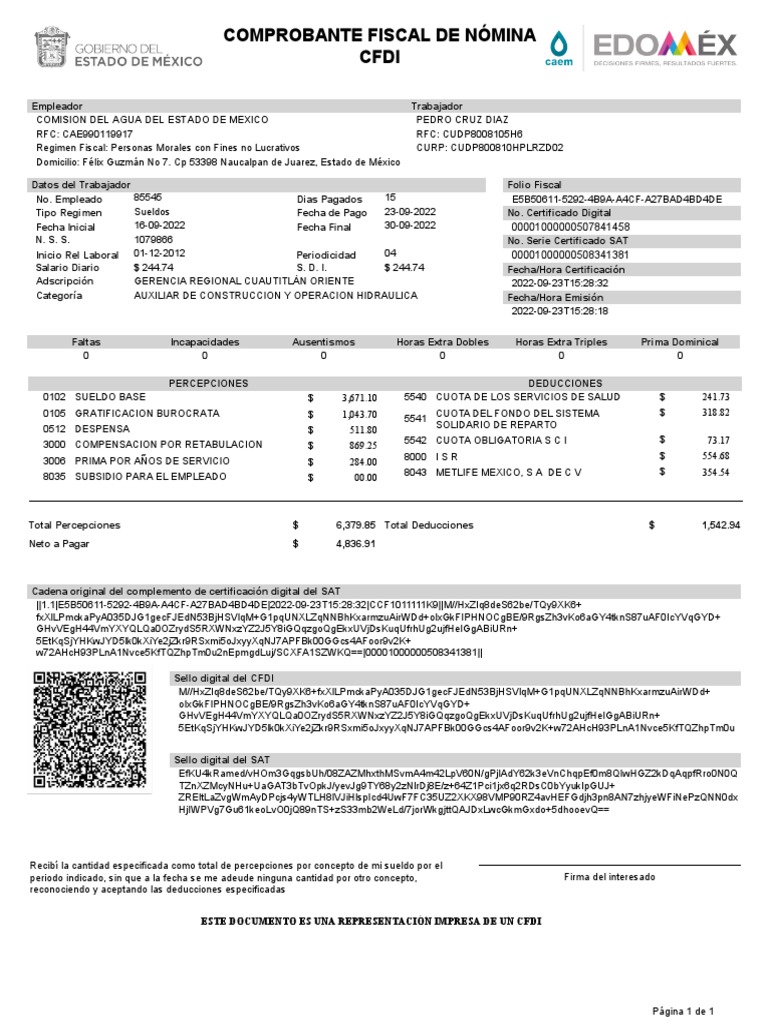 Comprobante Fiscal de Nómina Cfdi | PDF | Relaciones laborales | Relaciones Industriales