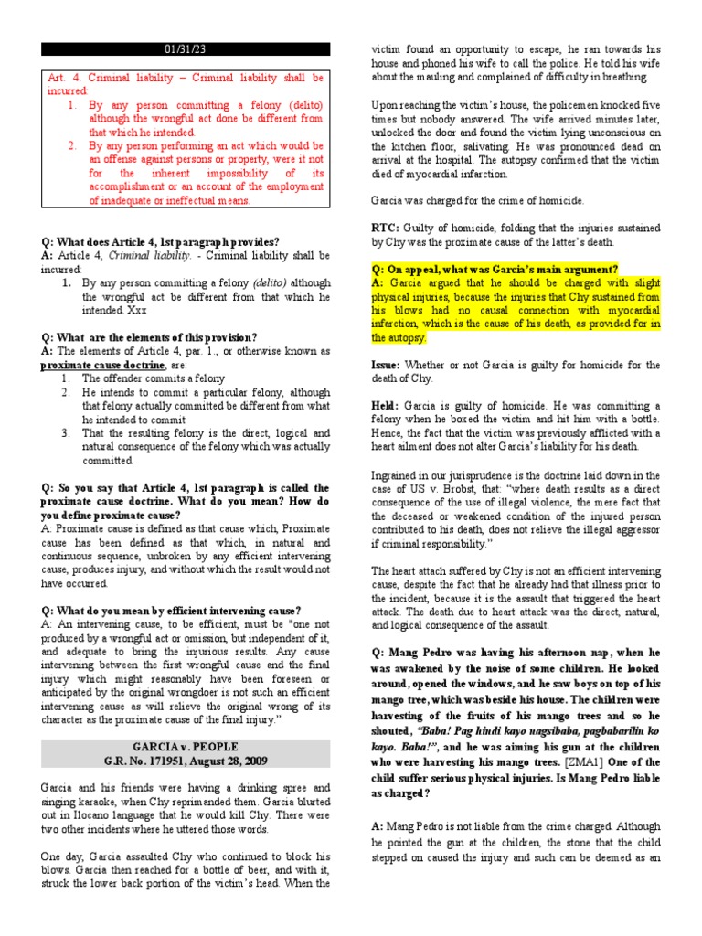 Crim Rev Art 4 Art 6 | PDF | Murder | Crimes