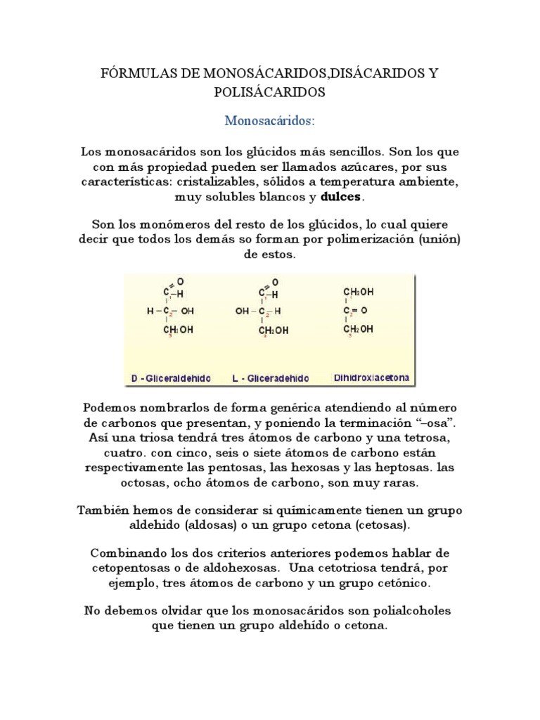 Fórmulas y Tipos de Glúcidos | PDF | Sacarosa | Glucosa