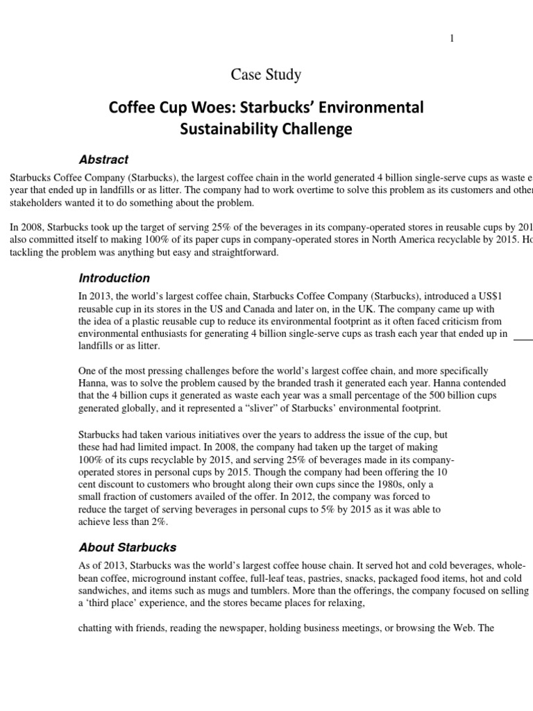 011 - Case-Starbuck-Coffee Cup Woes-Ehics-Padmin Buch | PDF | Starbucks | Reuse