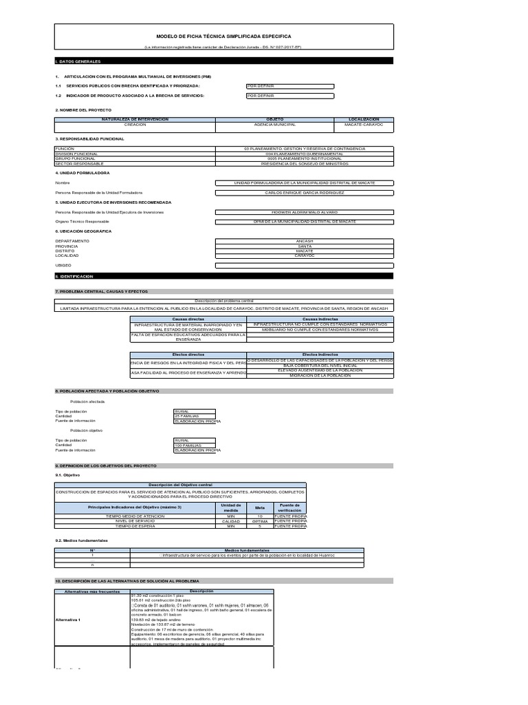 Ficha - Simplificada Agencia Carayoc | PDF | Oferta (economía) | Infraestructura