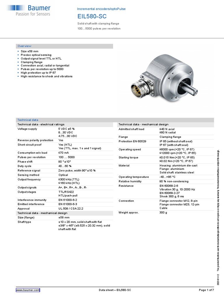 Eil580-Sc: Incremental Encoders/Optopulse | PDF | Electrical Engineering | Electricity
