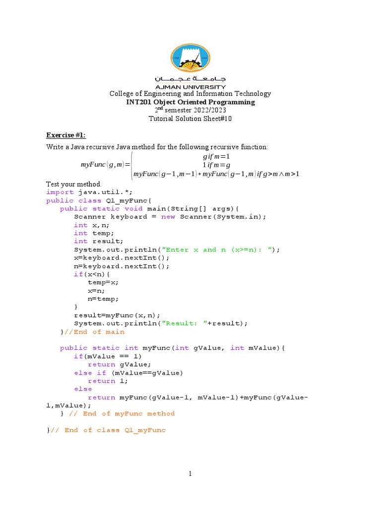 INT201 OOP Tutorial 10 Solution 2022 2 | PDF | Computer Engineering | Computer Science