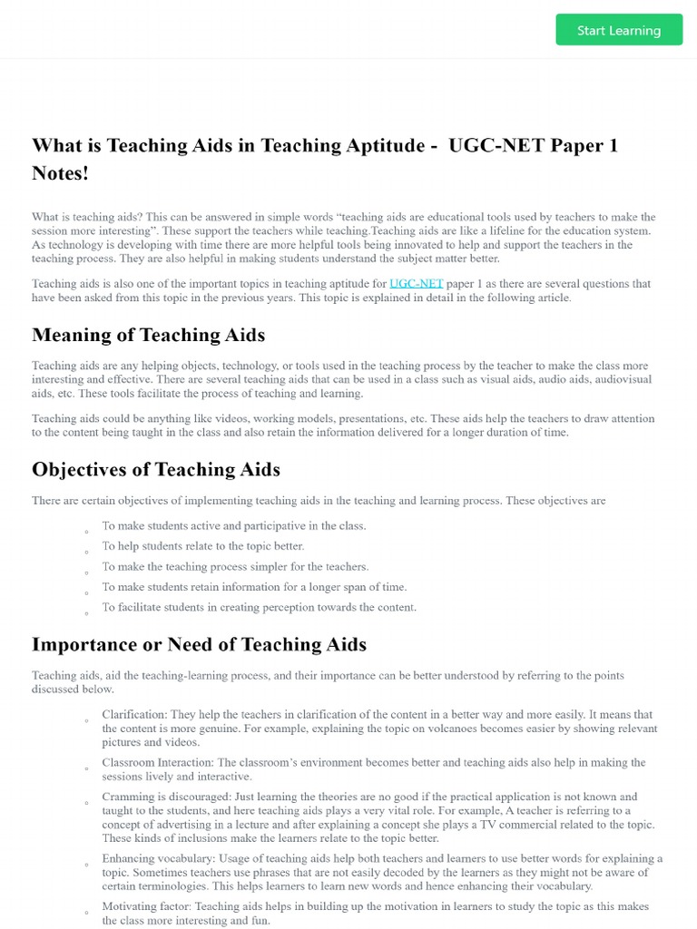 What Is Teaching Aids - Meaning, Objectives, and Benefits, Etc. | PDF