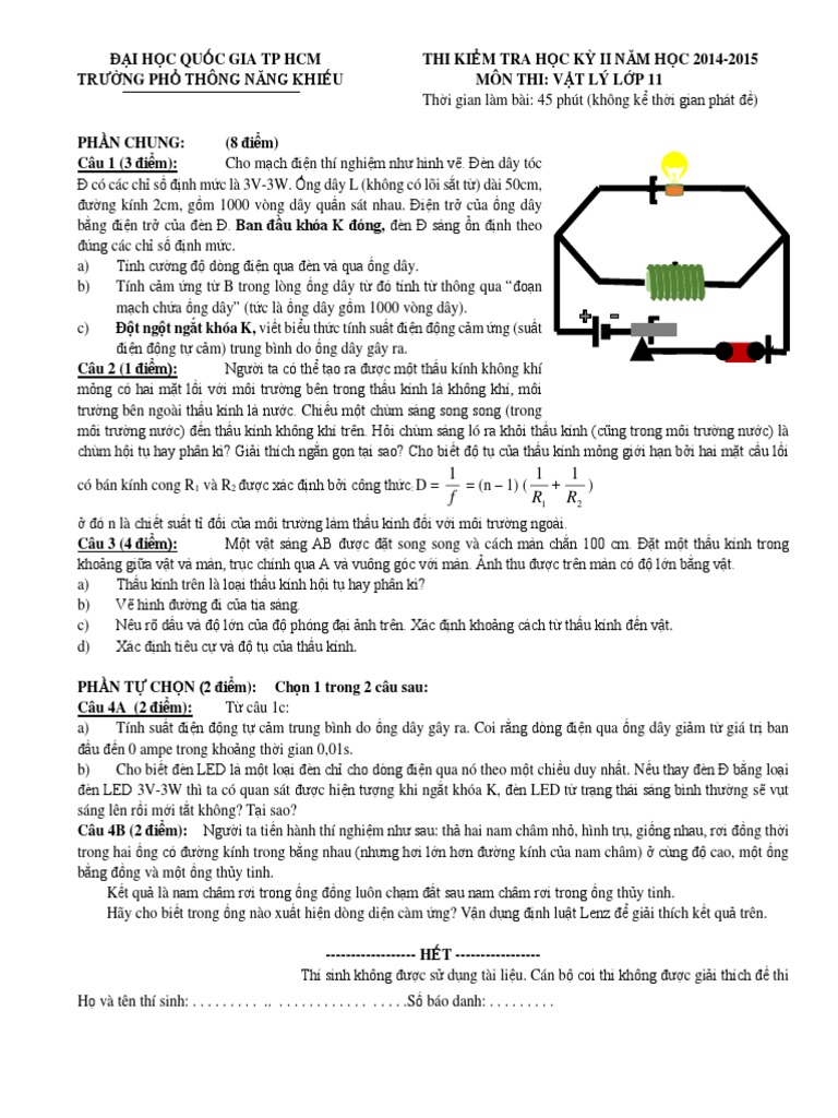Ly - de Thi HKII Cac Nam | PDF
