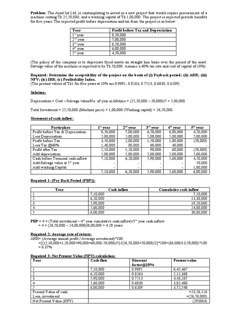 Capital Budgeting Math | PDF | Net Present Value | Depreciation