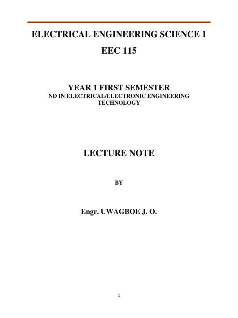 Electrical Engineering Science 1 - 230419 - 164951 | PDF | Resistor | Atoms