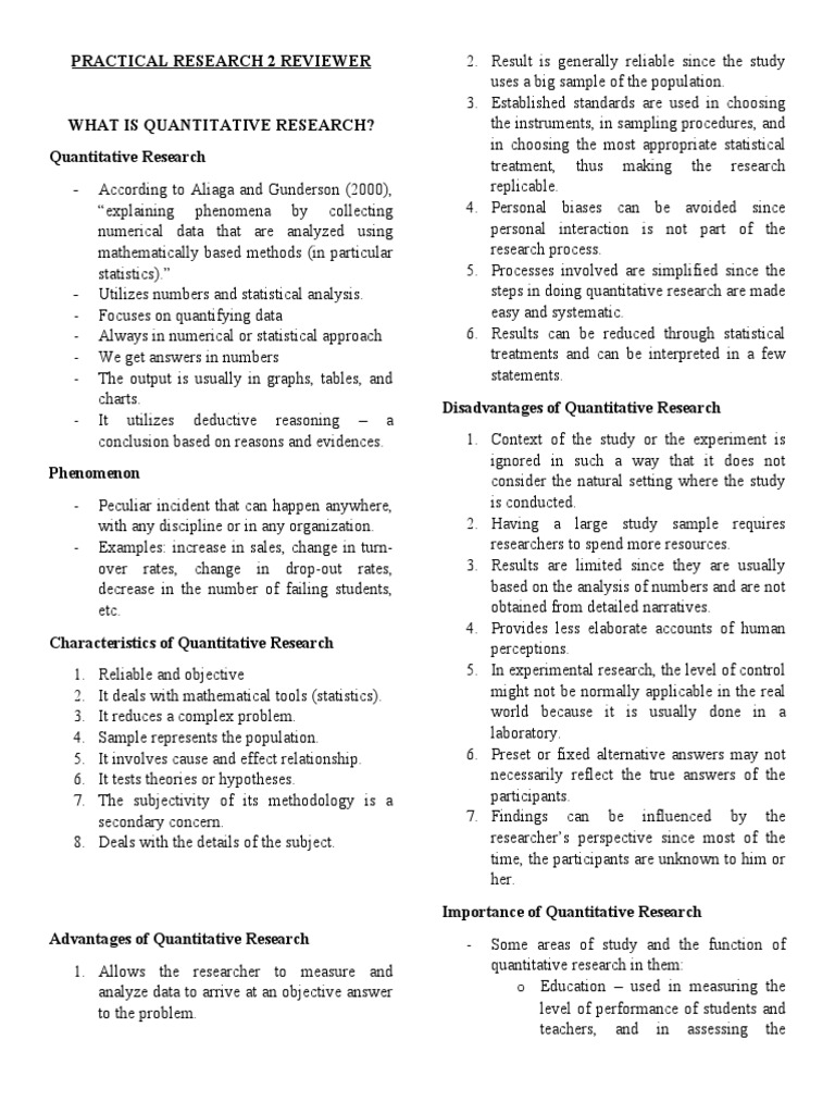 Practical Research 2 Midterms Reviewer | PDF | Quantitative Research ...