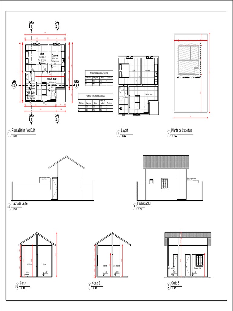 Planta de Cobertura 3 Layout 2 Planta Baixa / As Built 1: Corte 1 Corte 2 | PDF