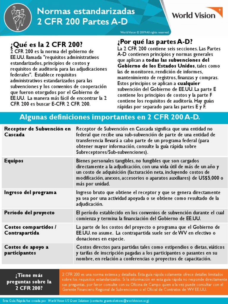 2 CFR 200 A-D Desk Guide_SPN (1) | PDF | Presupuesto | Economias
