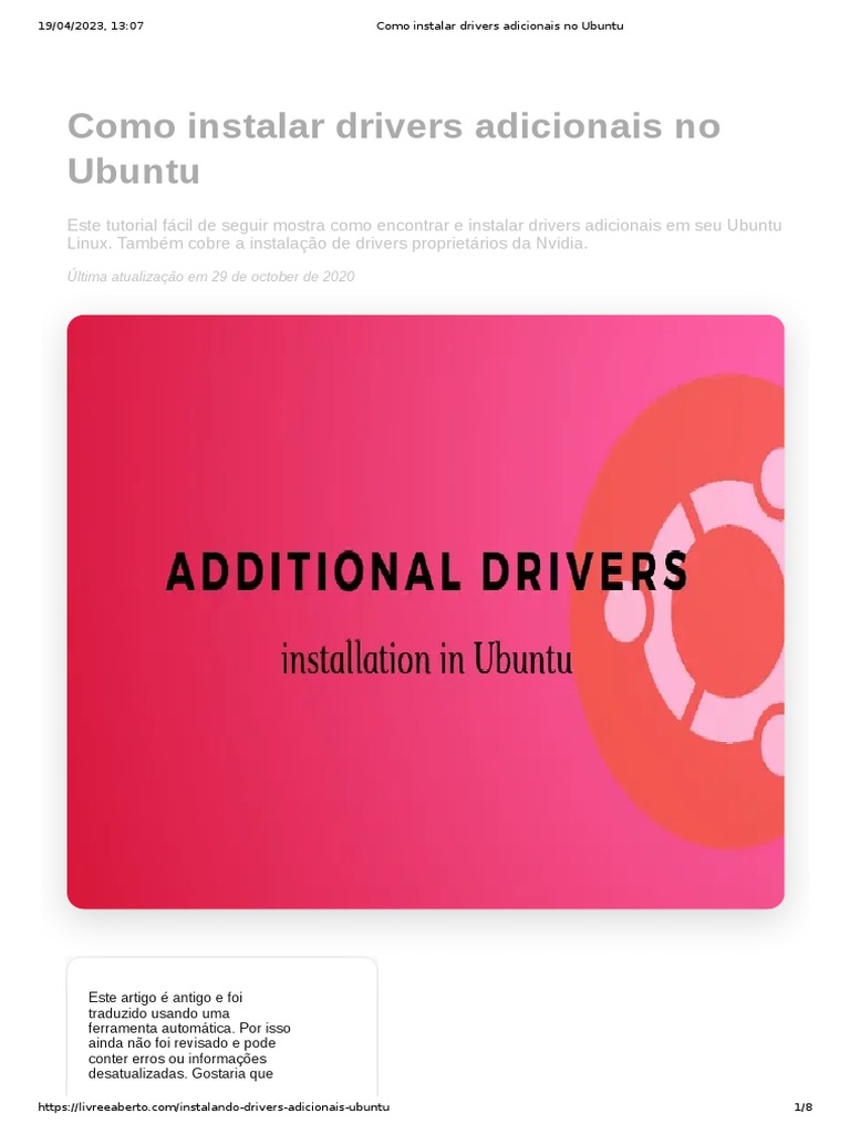 Como Instalar Drivers Adicionais No Ubuntu | PDF | Driver de ...
