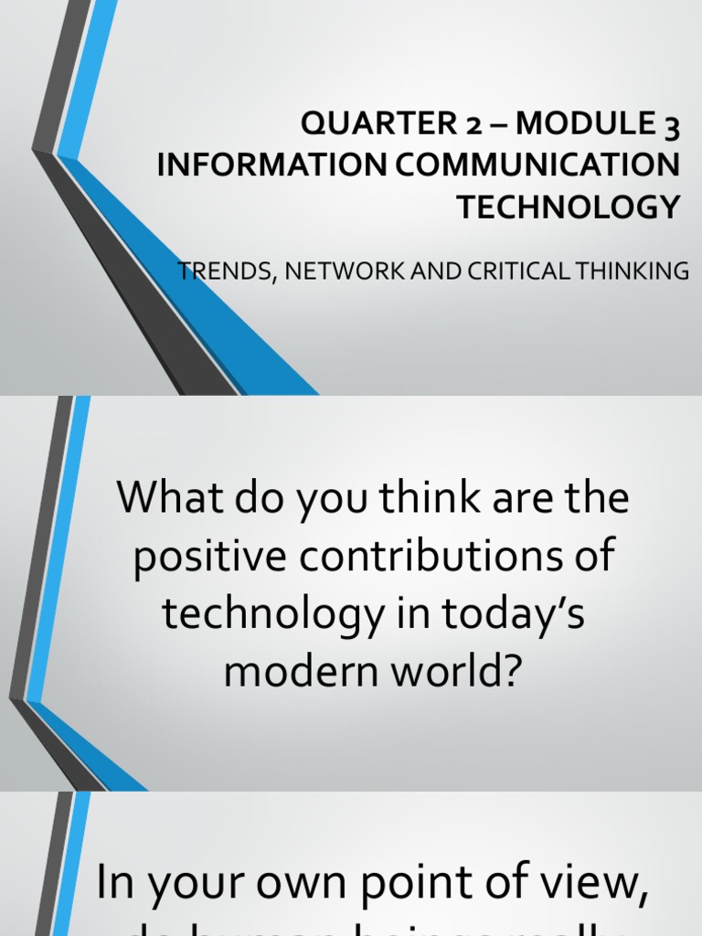 Quarter 2 - Module 3 Information Communication Technology: Trends ...