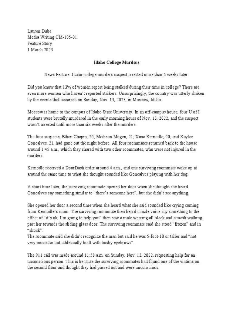 Feature Story Lauren Dube Pdf Crimes Crime And Violence