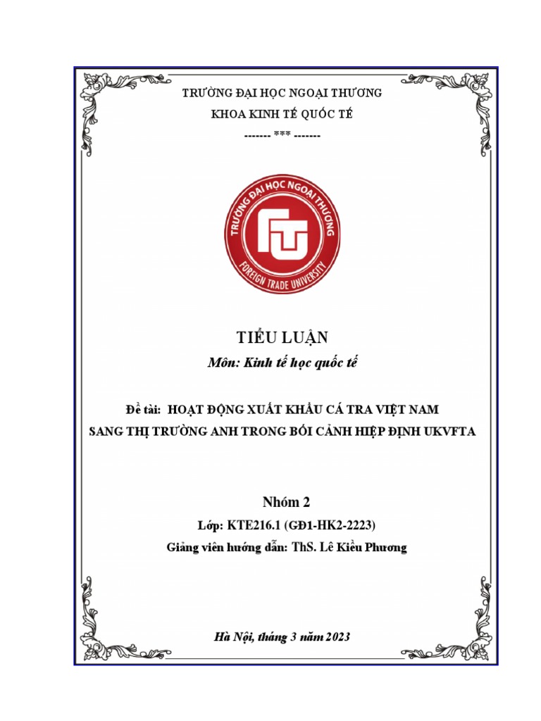 Tiểu luận KTHQT (sửa lần 1) | PDF